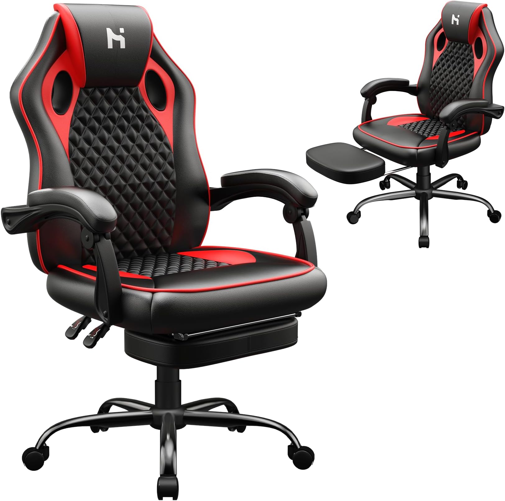 HLFURNIEU Sedia da Gaming Ergonomica, Sedia Gamer con Poggiapiedi ...
