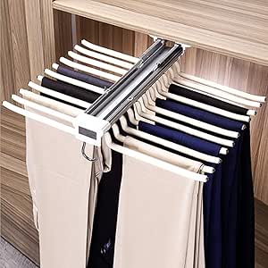 Amazon.com: GIVROLDZ 22 Arms Steel Sliding Pull Out Trousers Rack, Pull ...