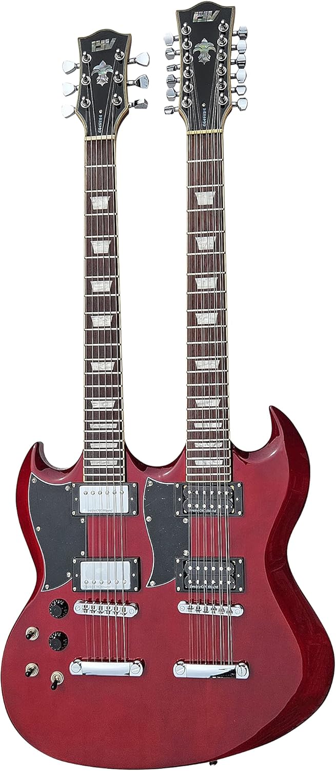 Amazon.com: IYV 18 String Solid-Body Electric Guitar, Left, Trans Red ...