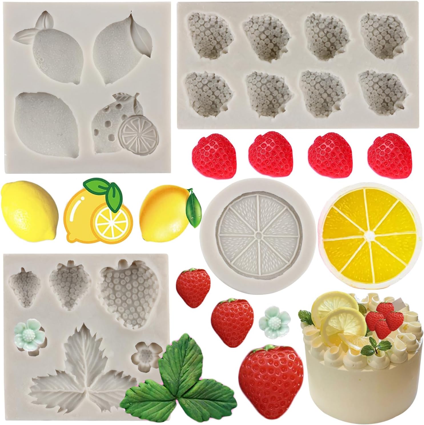 Amazon.com: MYPRACS Lemon Fondant Molds Strawberry Silicone Mold Summer ...