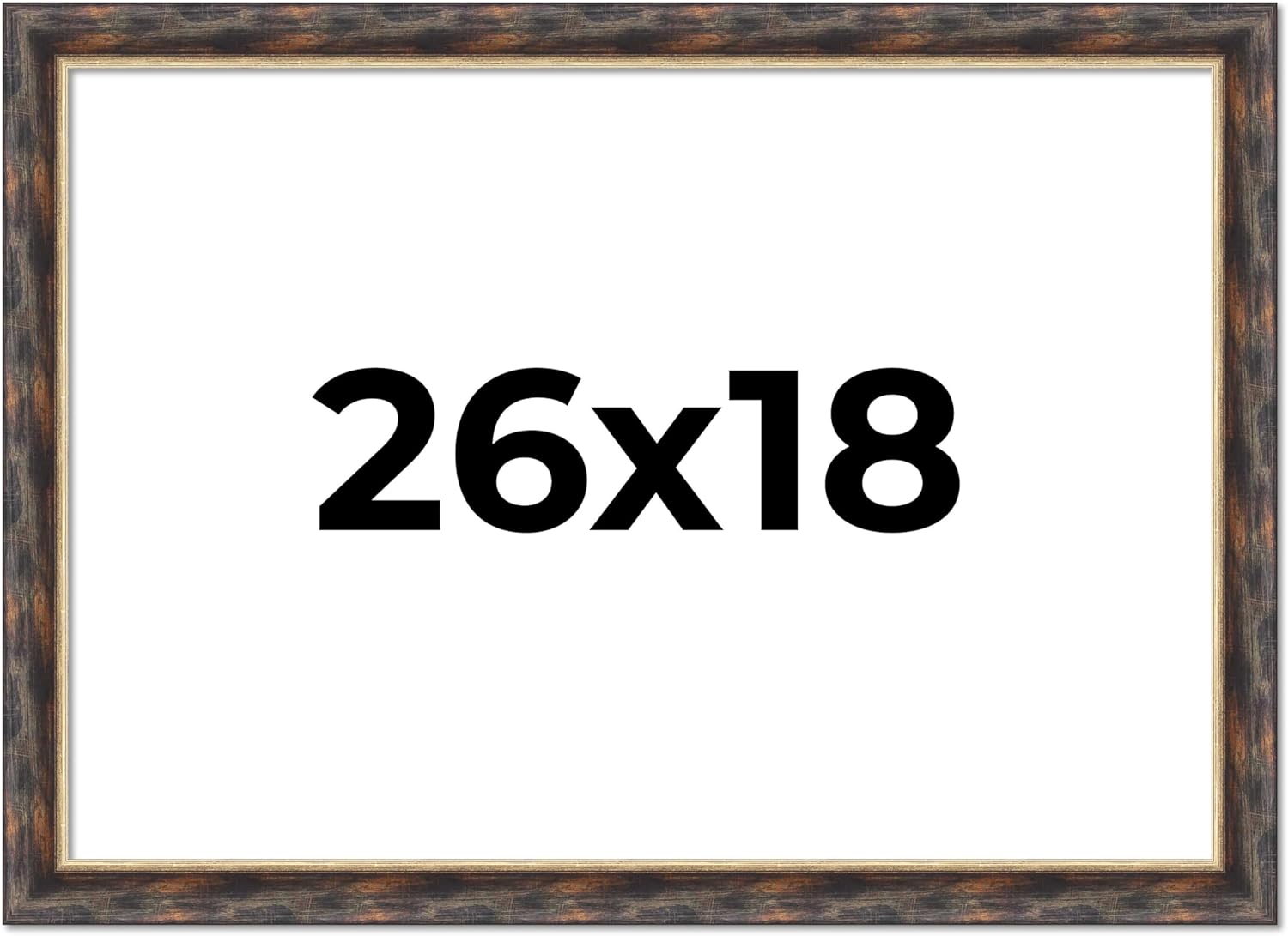 Amazon.com: 26x18 Frame Dark Brown Oak with Gold Fillet Solid Wood ...
