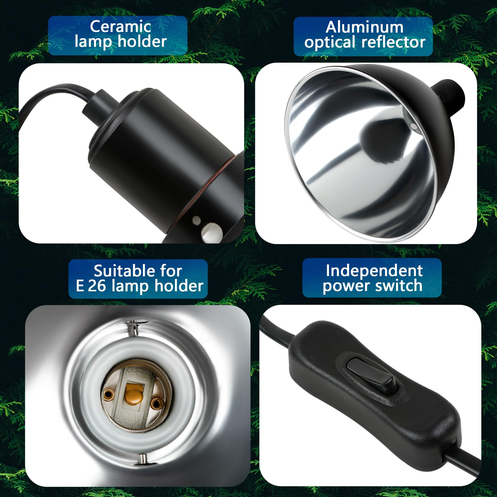 Snapklik.com : Reptile Light Fixture, 8.5 Inch Optical Reflection Dome ...