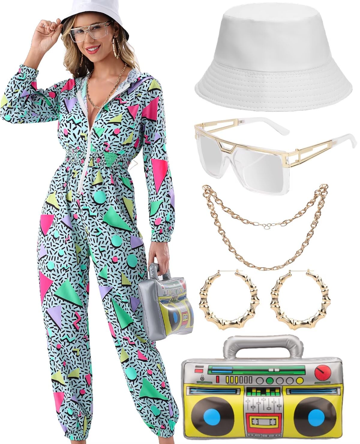 Amazon.com: VillbeCoser Women Hoodies Jumpsuit Set, 80s 90s Neon ...