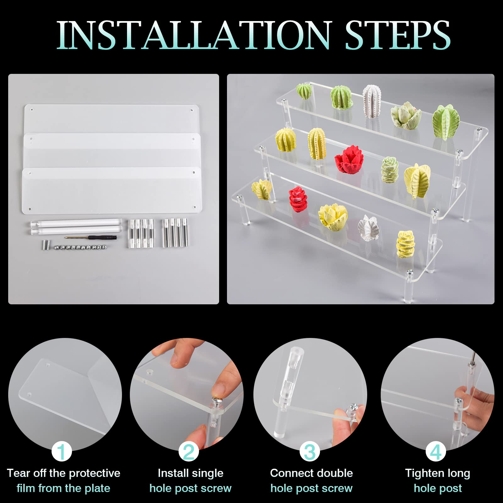 Snapklik.com : Acrylic Display Riser Stand, Clear Shelf 3-Tier Cupcake ...