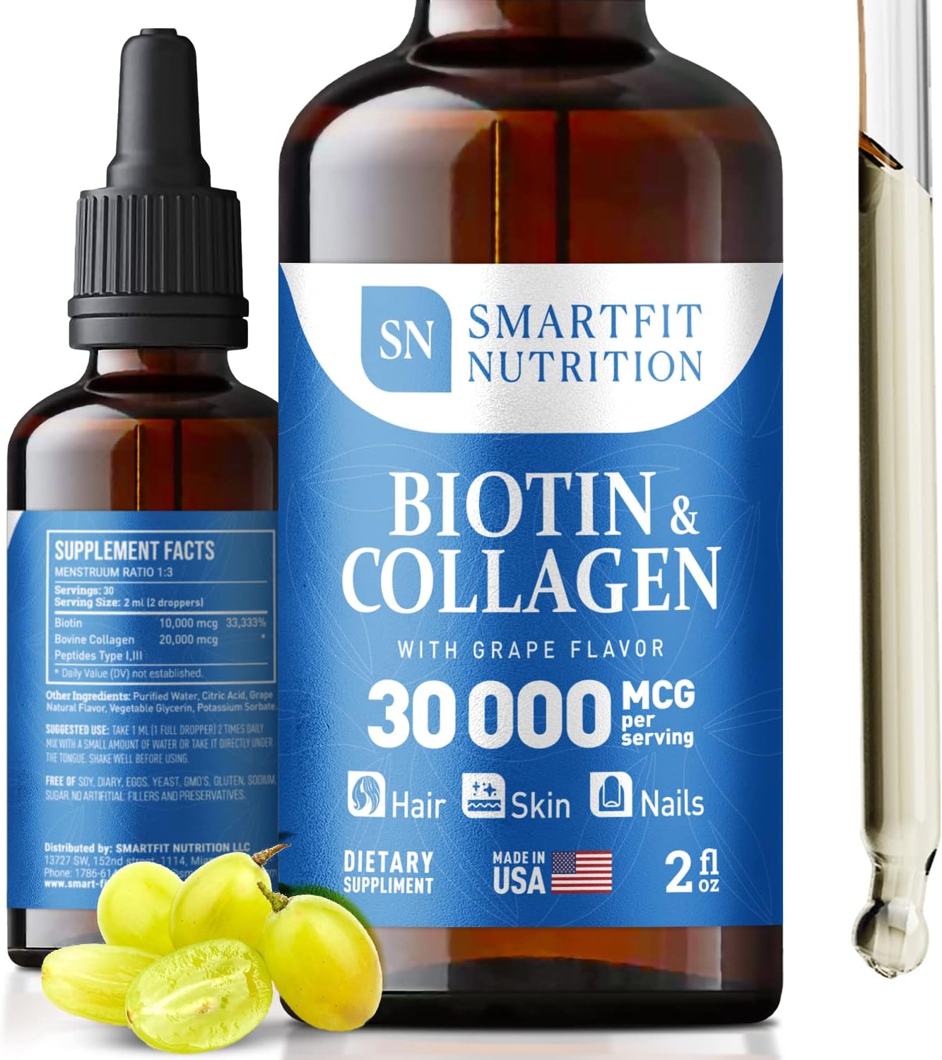 Amazon.com: Liquid Biotin & Collagen Drops - Hair Skin and Nails ...