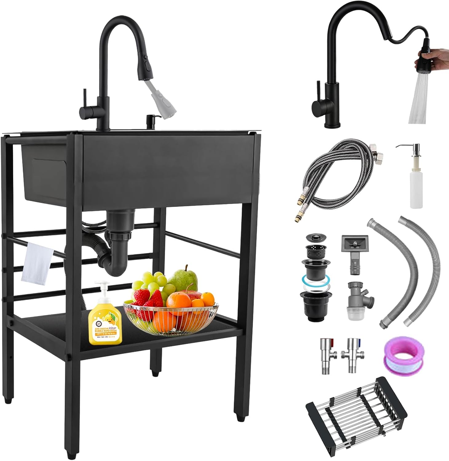 Errtsdb Lavello In Acciaio Inox, Lavello Cucina Nero Lavatoio da ...