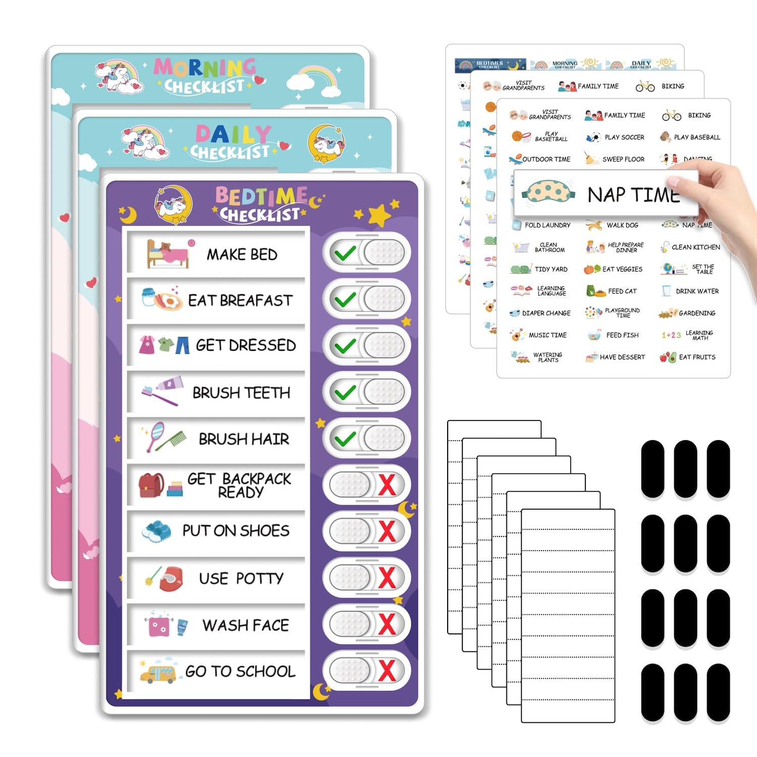 CustomMaster 3 in 1 Bedtime/Morning/Daily Routine Chart for Kids ...