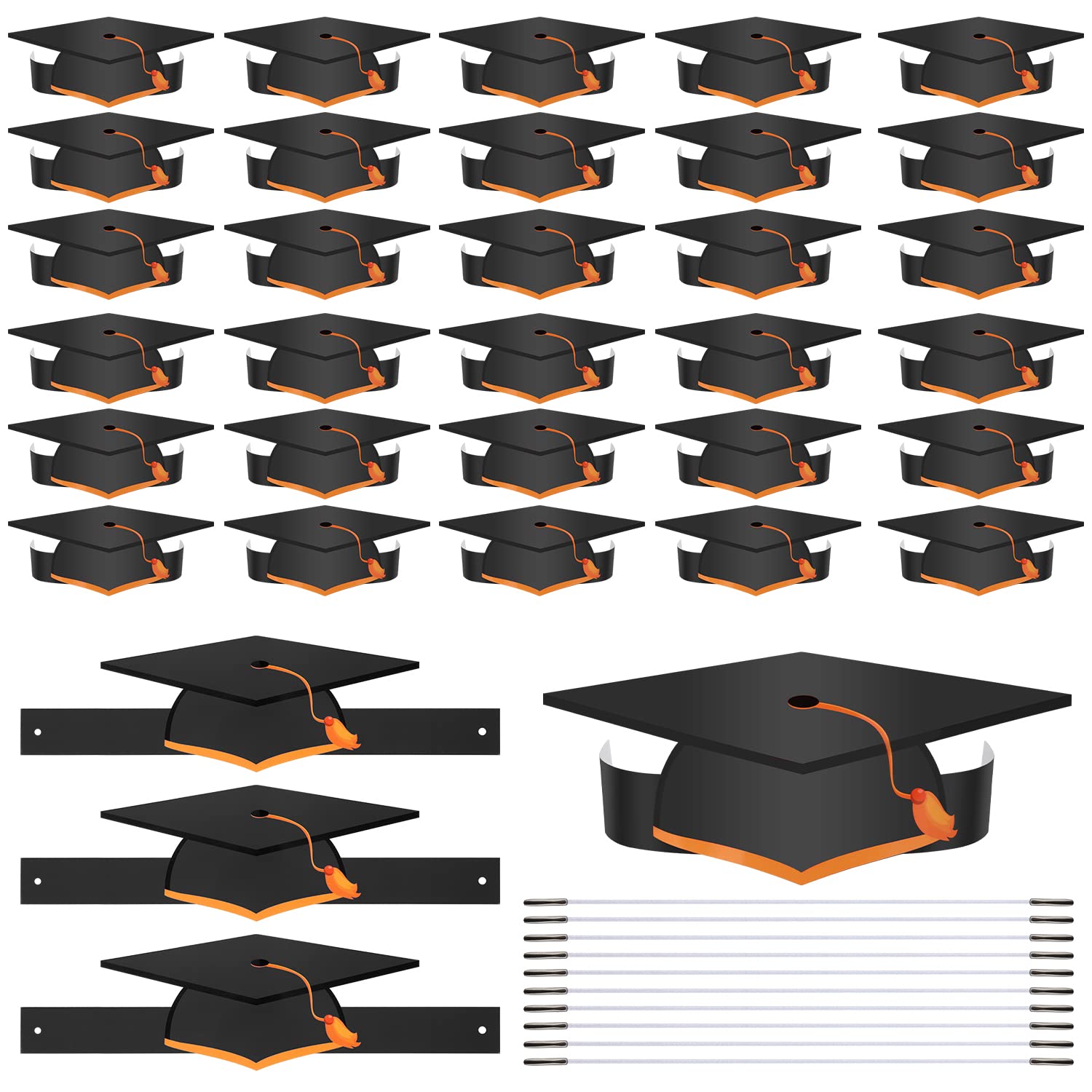 Amazon.com: KINBOM 36pcs Adjustable Graduation Paper Hats for Kids ...