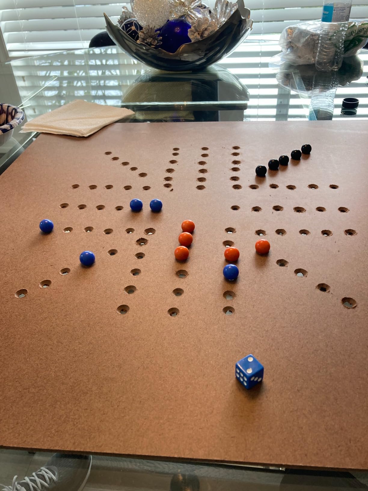 Amazon.com: Marbles Board Game Solid Oak Wood 4 Player Hand Painted ...