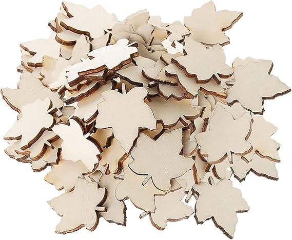 Amazon.com: Creaides 100pcs Mini Maple Leaf Wood DIY Crafts Cutouts ...