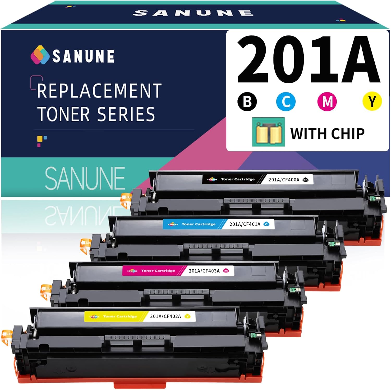Amazon.com: SANUNE 201A Toner Cartridges (with Chip) Replacement for HP ...