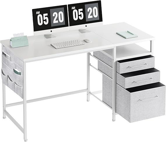 Amazon.com: Maihail Computer Desk with Drawers, 47 inch Desk with 2 ...