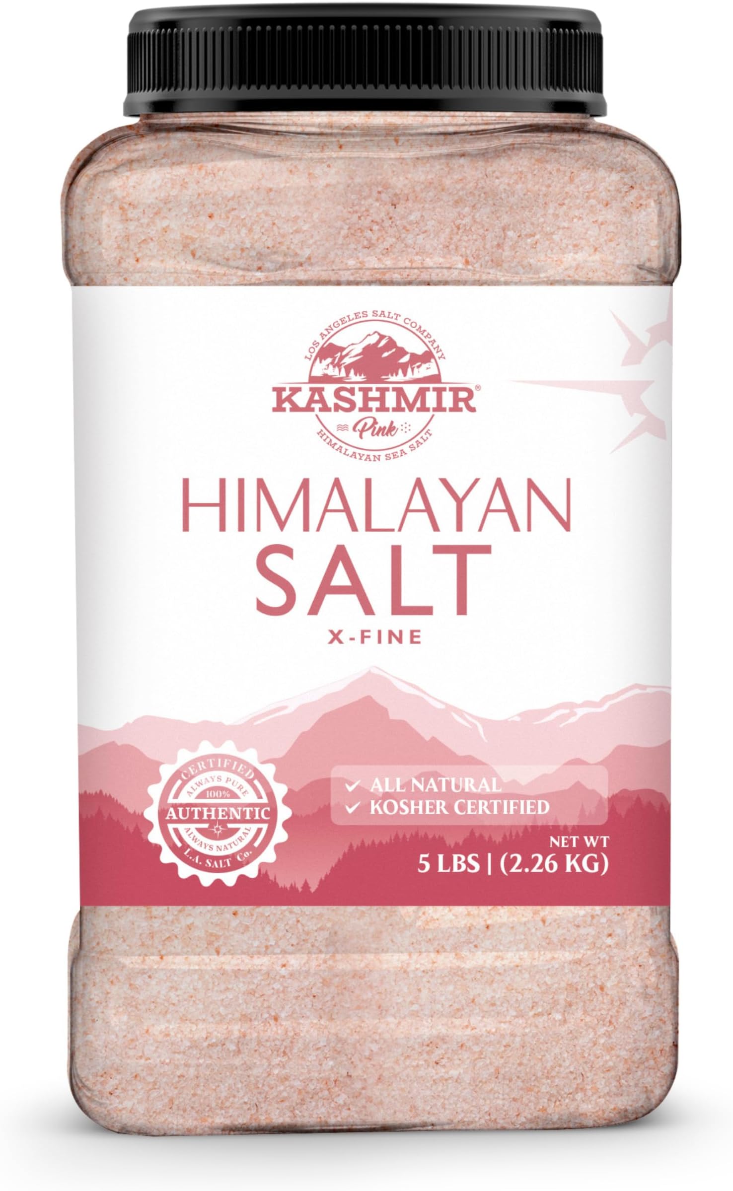 Amazon.com : LA SALT CO Kashmir 5 Lbs Pink Himalayan Salt Bulk Jar, X ...
