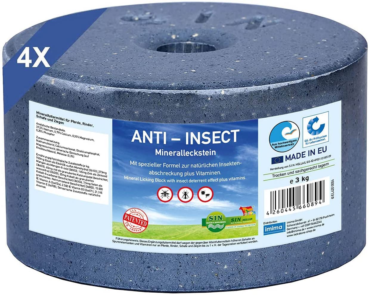 imima Mineralleckstein Pferd Anti-Insect Salzleckstein Set 4 x 3kg ...