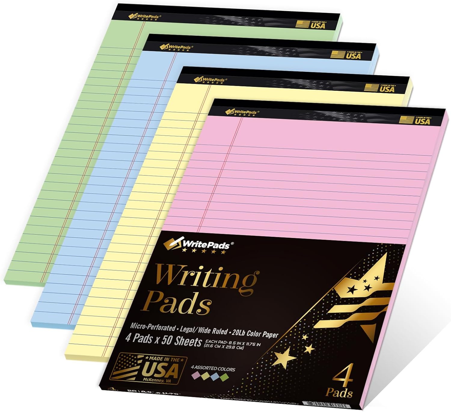 Amazon.com : KAISA Colored Legal Pads 8.5" x 11" Note Pads Wide Ruled ...