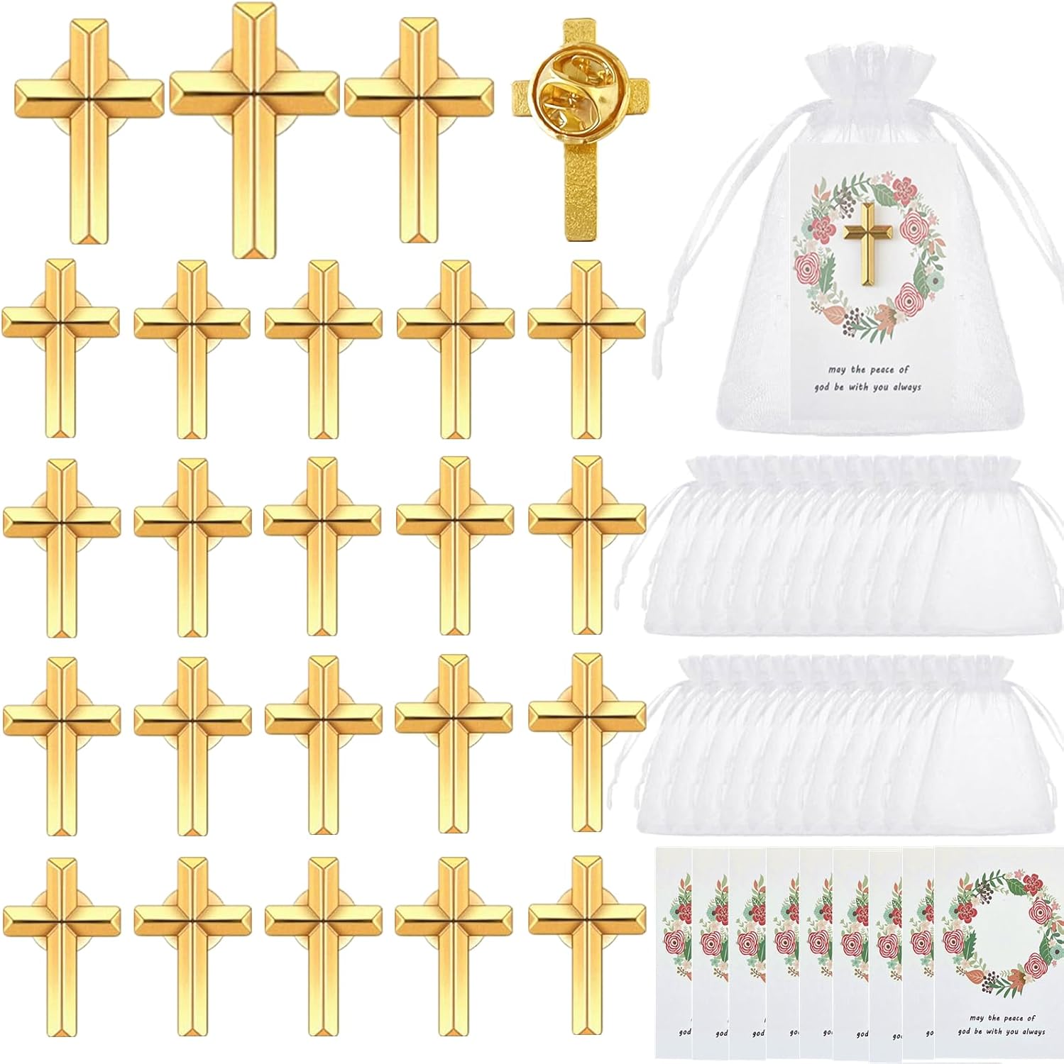 Amazon.com: Huaerle 50 Pcs Cross Pin, Cross Lapel Pins Bulk, Gold Cross ...