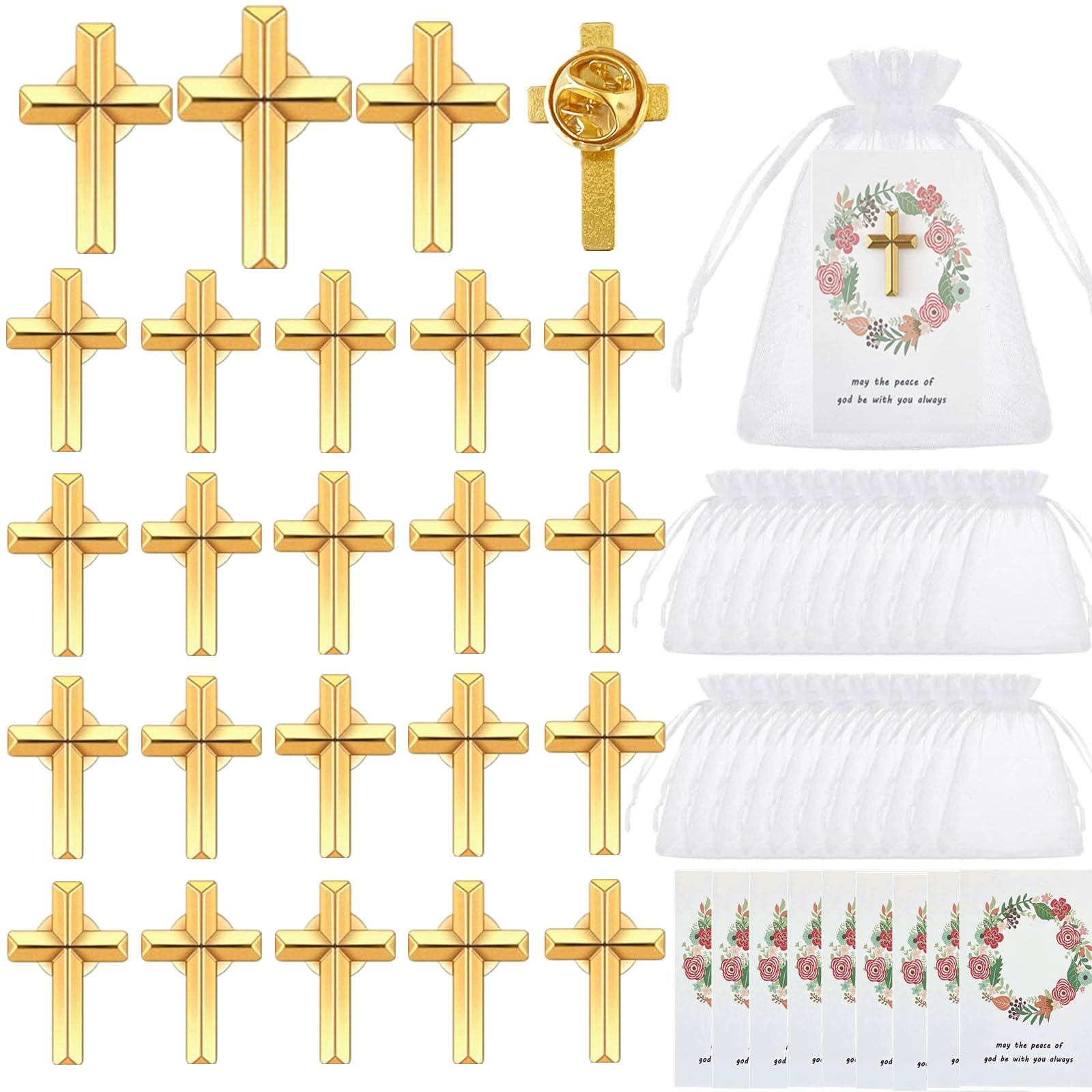 Amazon.com: 50 Pcs Cross Pin, Cross Lapel Pins Bulk, Gold Cross Lapel ...