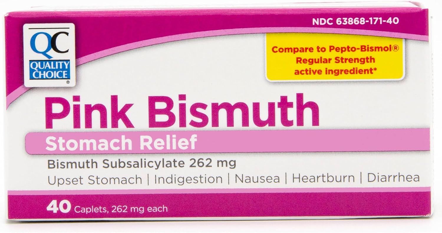 Amazon.com: Quality Choice Stomach Relief Bismuth Caplets, 40 Count ...