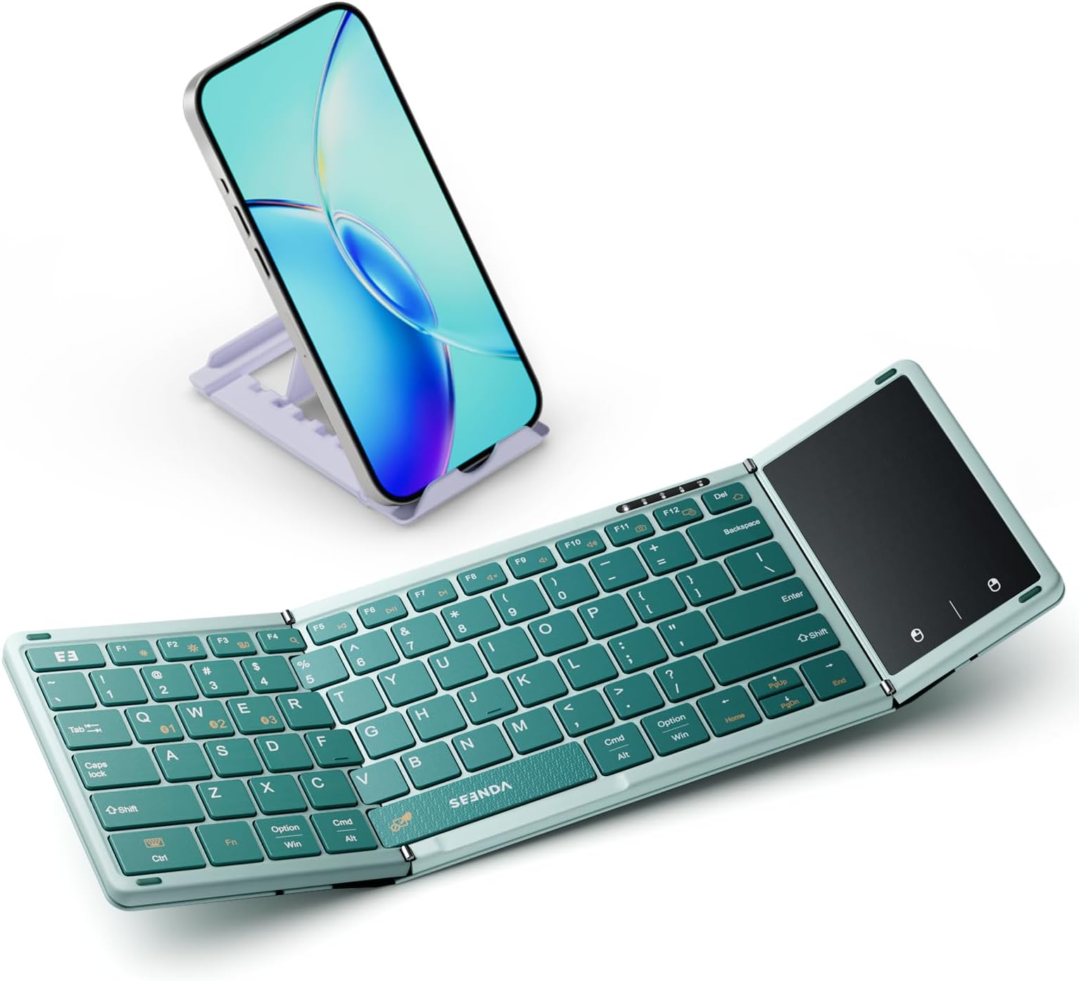 Seenda Foldable Portable Travel Keyboard, Wireless Mini Keyboard with Touchpad, Rechargeable, UK ...
