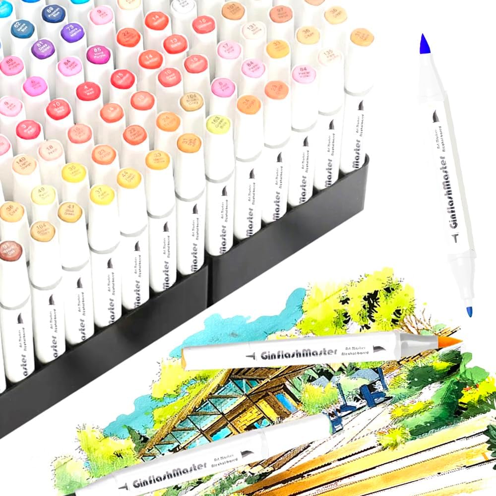 Amazon.com: Ginflash Brush & Fine Art Markers Pen Sketch Alcohol Based ...