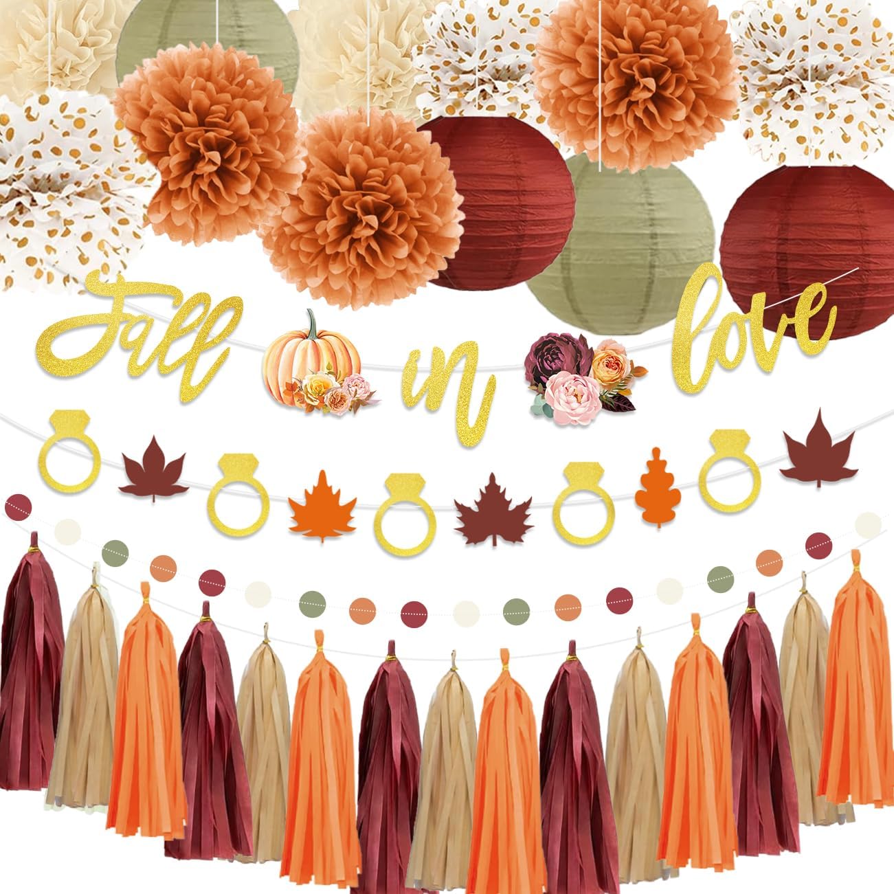 Amazon.com: Fall in Love Bridal Shower Decorations Fall in Love ...