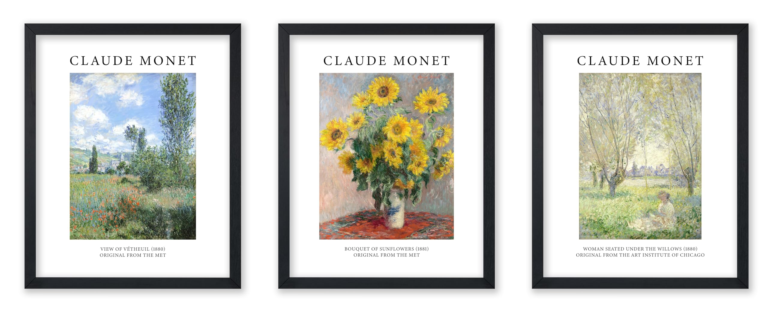 Amazon.com: Poster Master 3-Piece Vintage Claude Monet Poster - Retro ...