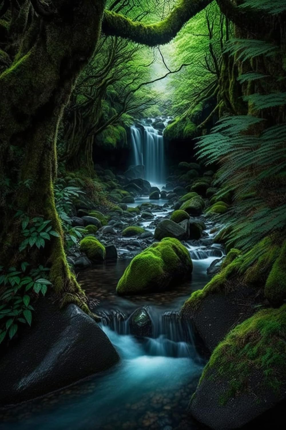 Amazon.com: RMSGOZO 5D Waterfall Diamond Painting Kits - Green Forest ...