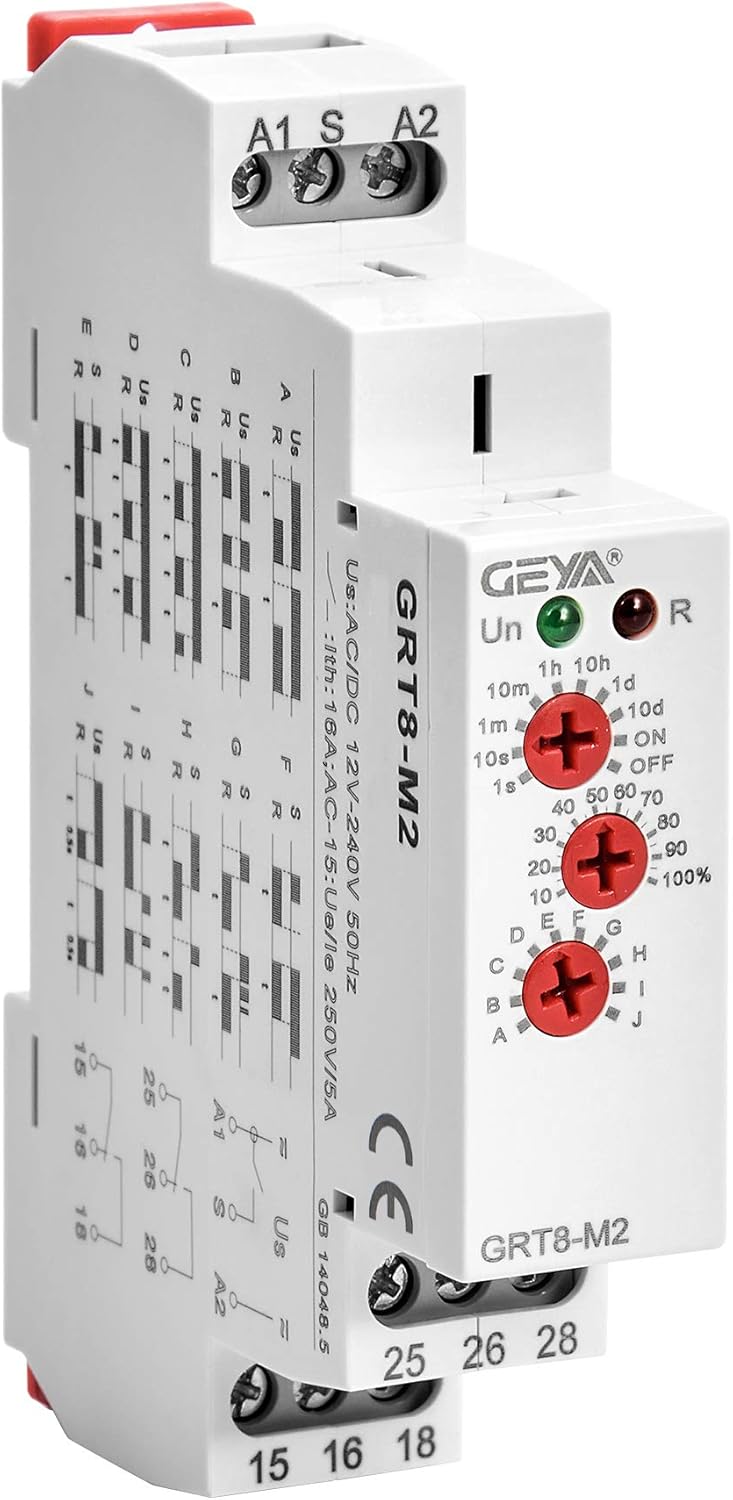 GAEYAELE 1PCS GRT8-M 16A Multifunction Time Relay with 10 Function ...