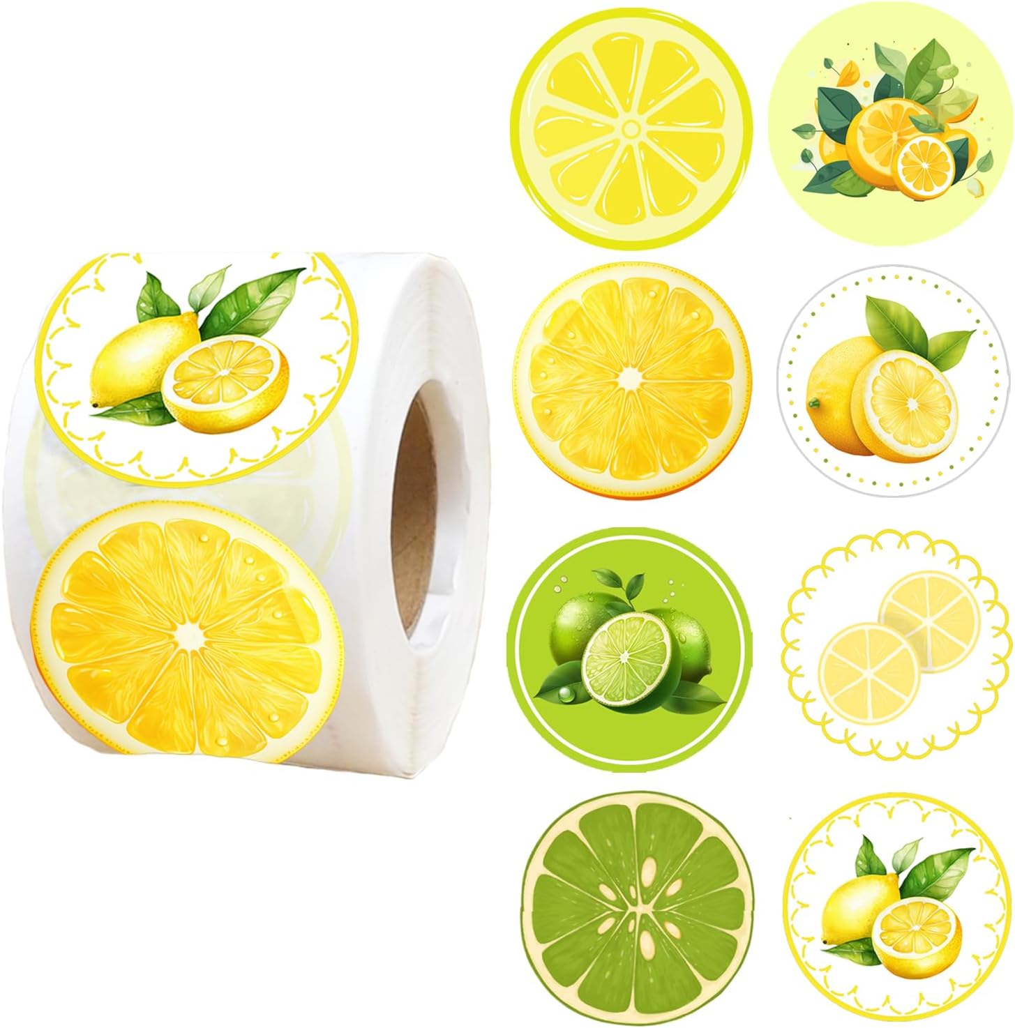 Amazon.com: BignzwUra 500 Lemon Cutie Themed Stickers Yellow Round ...
