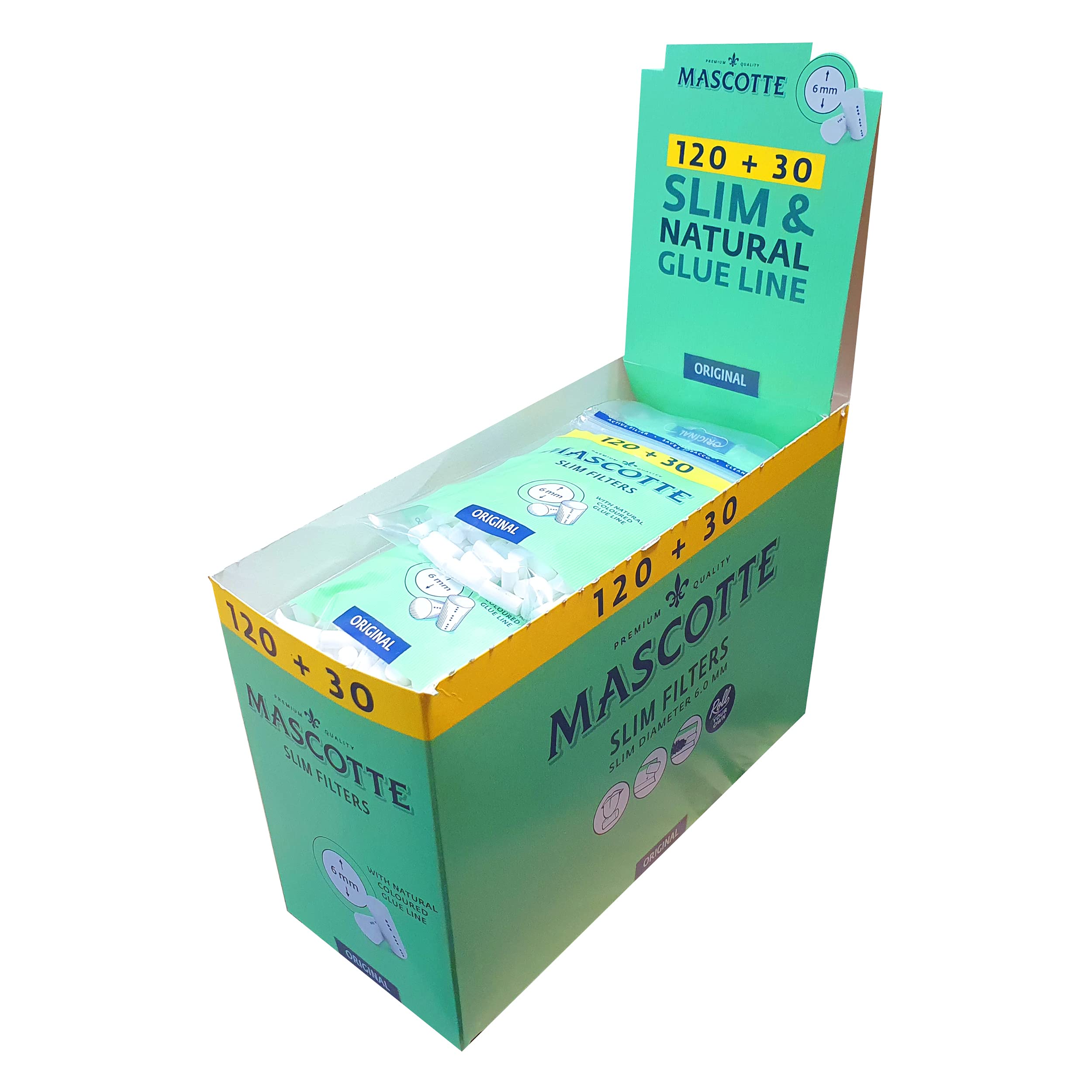 Amazon.co.jp: マスコット(Mascotte) スリムフィルター 糊付き 手巻きタバコ 150個入 × 20袋 7-60012 ...