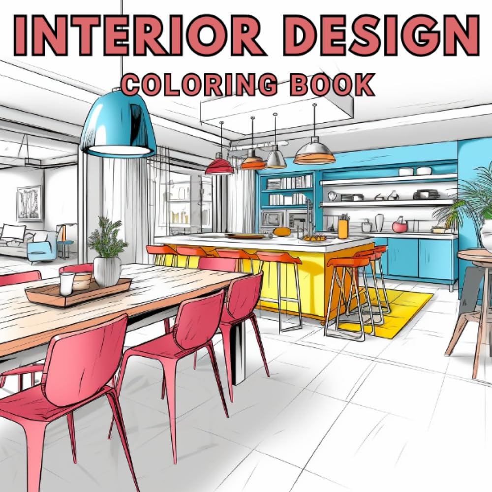 Interior Design Coloring Book: Home Interior Design Modern Apartments ...