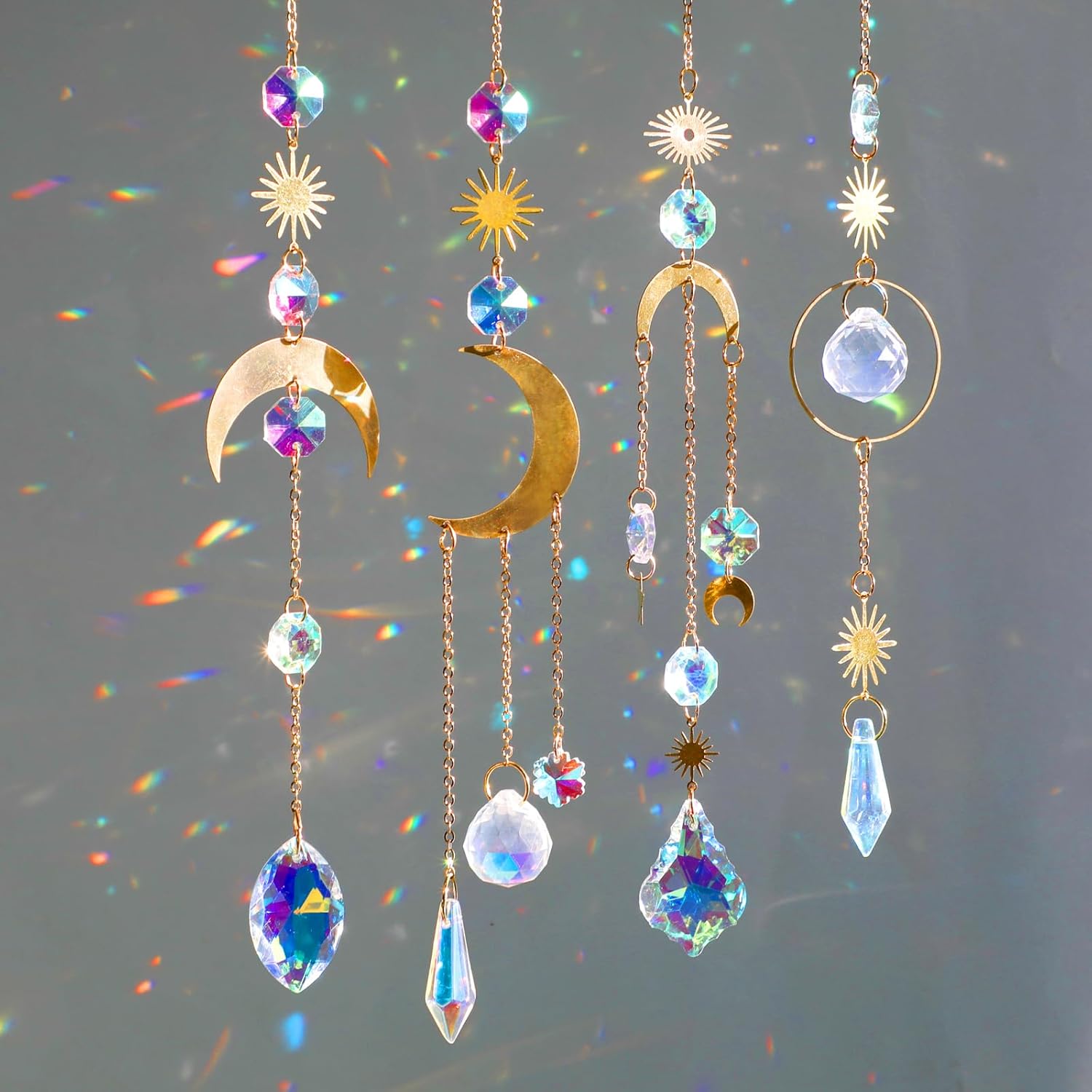 Amazon.com: Crystal Suncatcher, 4pcs Sun Catchers Indoor Window Hanging ...