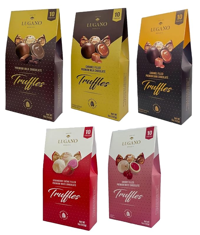 Amazon.com: Lugano Premium Truffles Variety Pack of 5 - One Box of Each ...