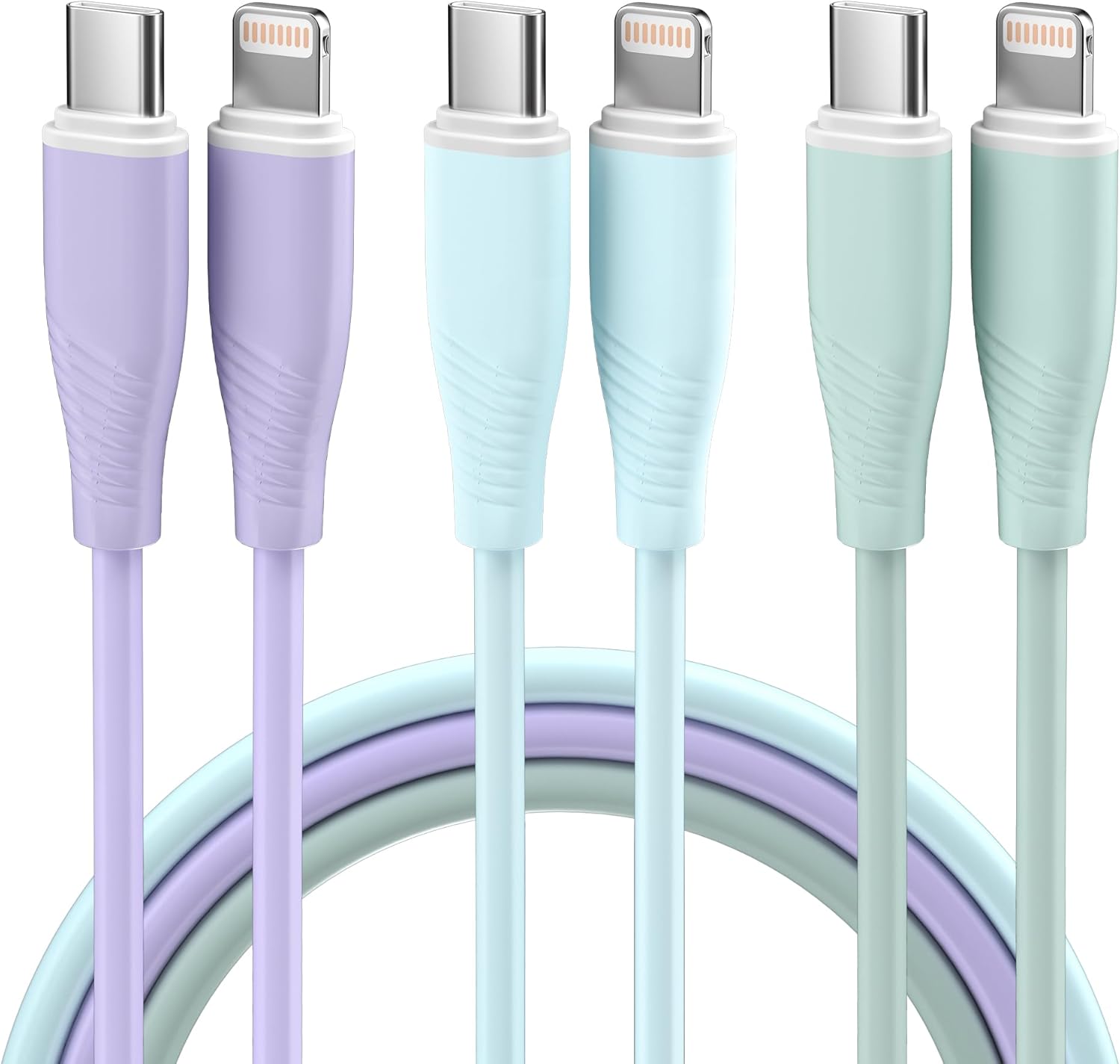 Amazon.com: USB C to Lightning Cable 3 Pack 6 FT iPhone Charger Fast ...