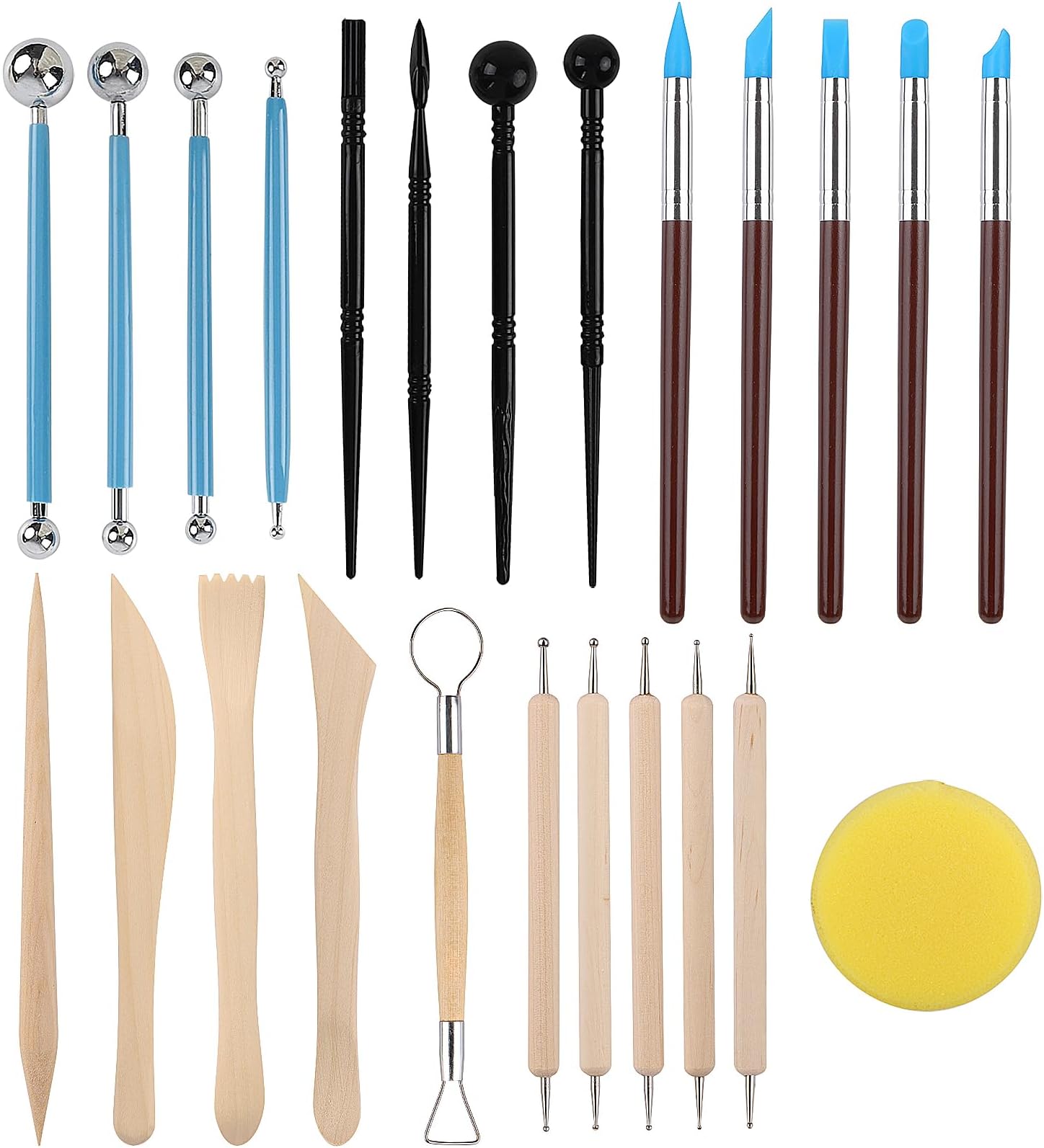 RUBFAC Polymer Clay Tools, Clay Tools Kit, 24pcs Clay Sculpting Tools ...
