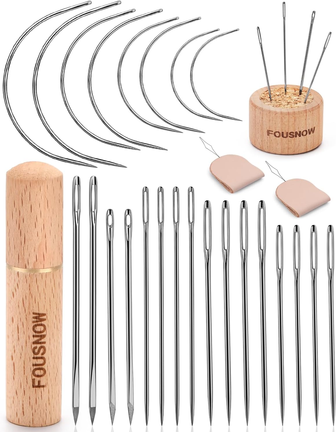 Amazon.com: FOUSNOW 24 Pcs Leather Sewing Needles, Heavy Duty Sewing ...