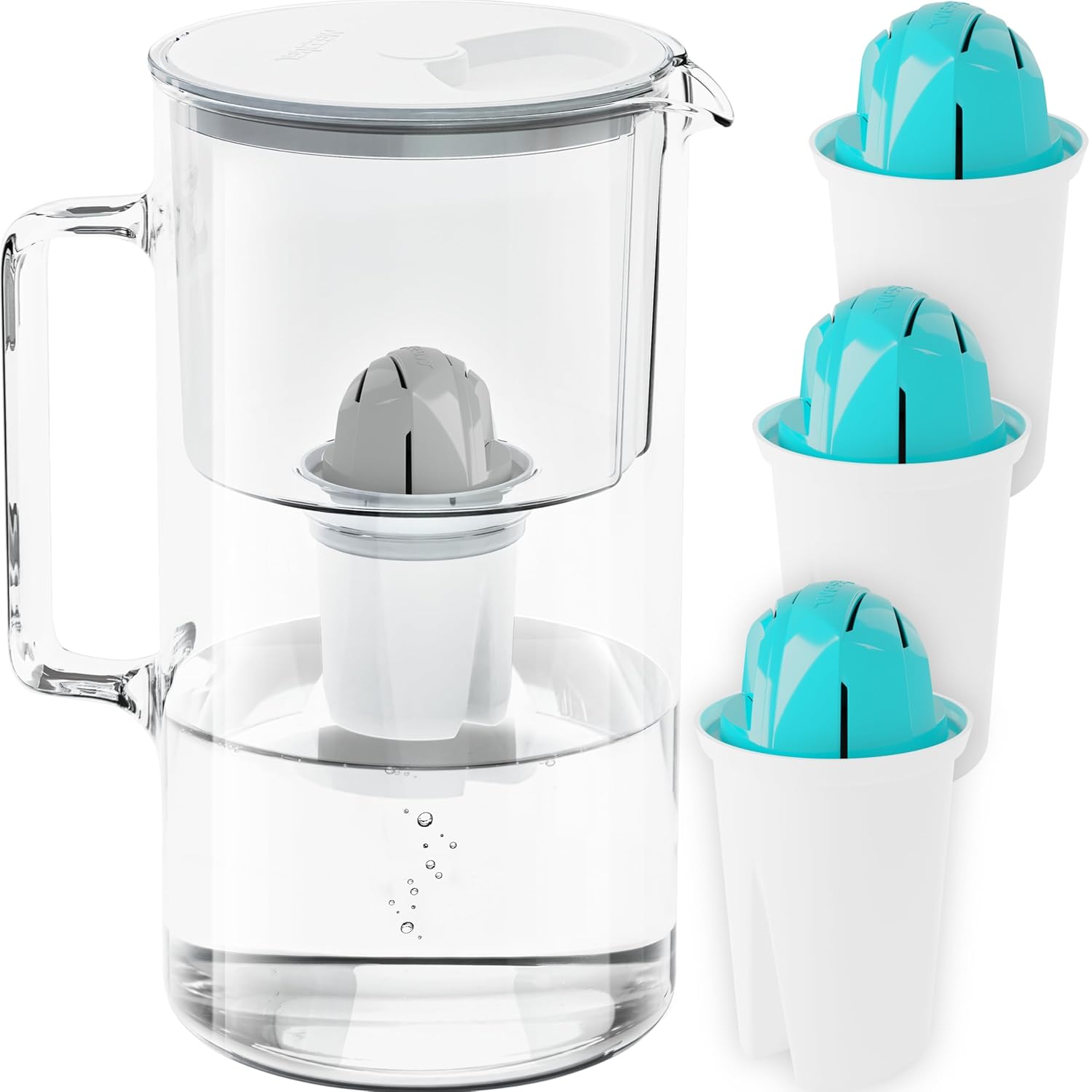 Amazon.com: D2 Borosilicate Glass Water Filter Pitcher with 3 Alkaline ...