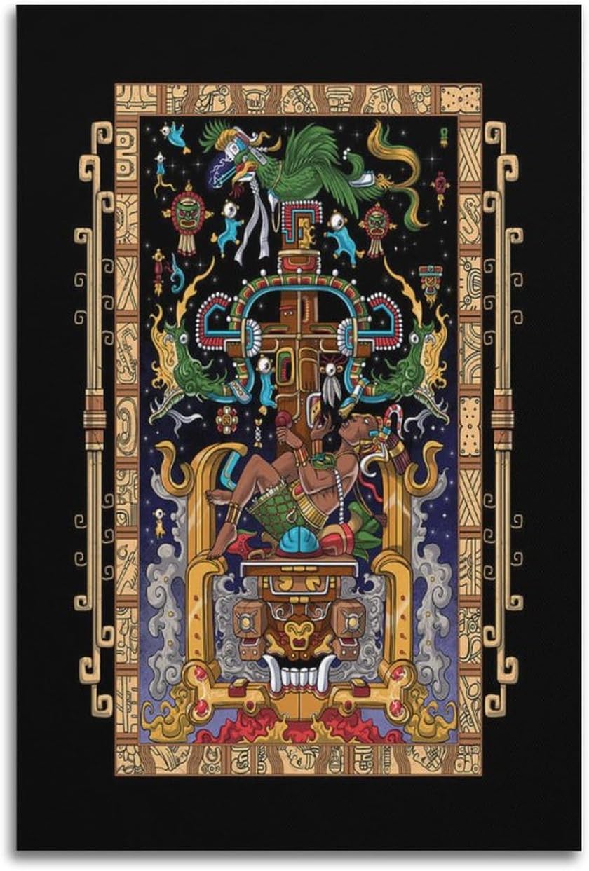 Amazon.com: Mayan King Pakal Canvas Poster Ancient Mayan Astronaut Art ...