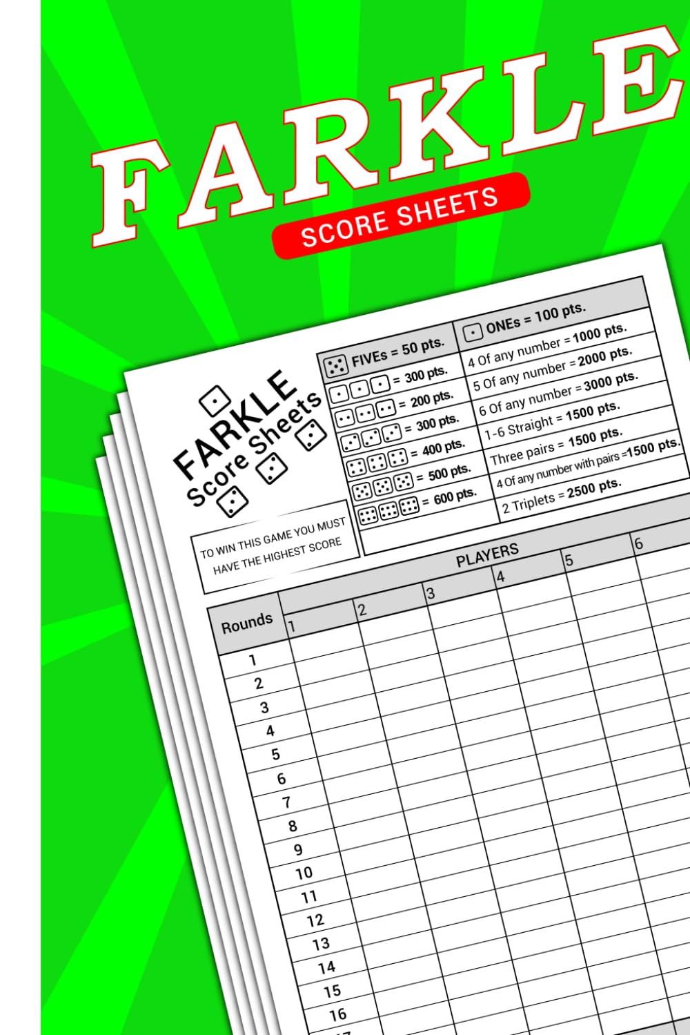 Amazon.com: Farkle score sheets: Large print scores pads for farkle ...