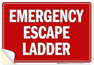 Amazon.com: Emergency Escape Ladder Sign, 10x7 Inches, 4 Mil Vinyl ...