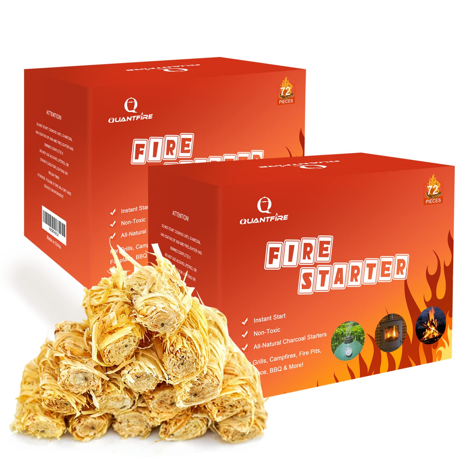 Snapklik.com : Quantfire Fire Starter-Pack Of 72 Charcoal Fire Starters ...