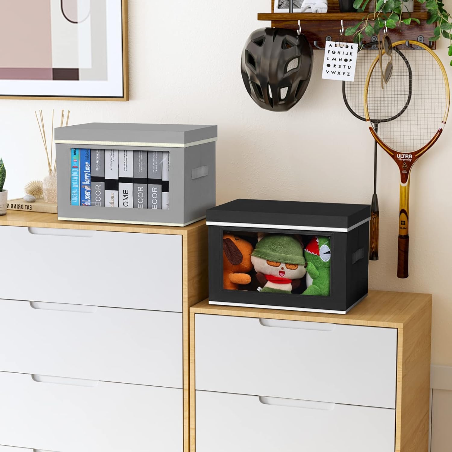 homsorout Contenedores de almacenamiento con tapas, paquete de 4 cubos ...