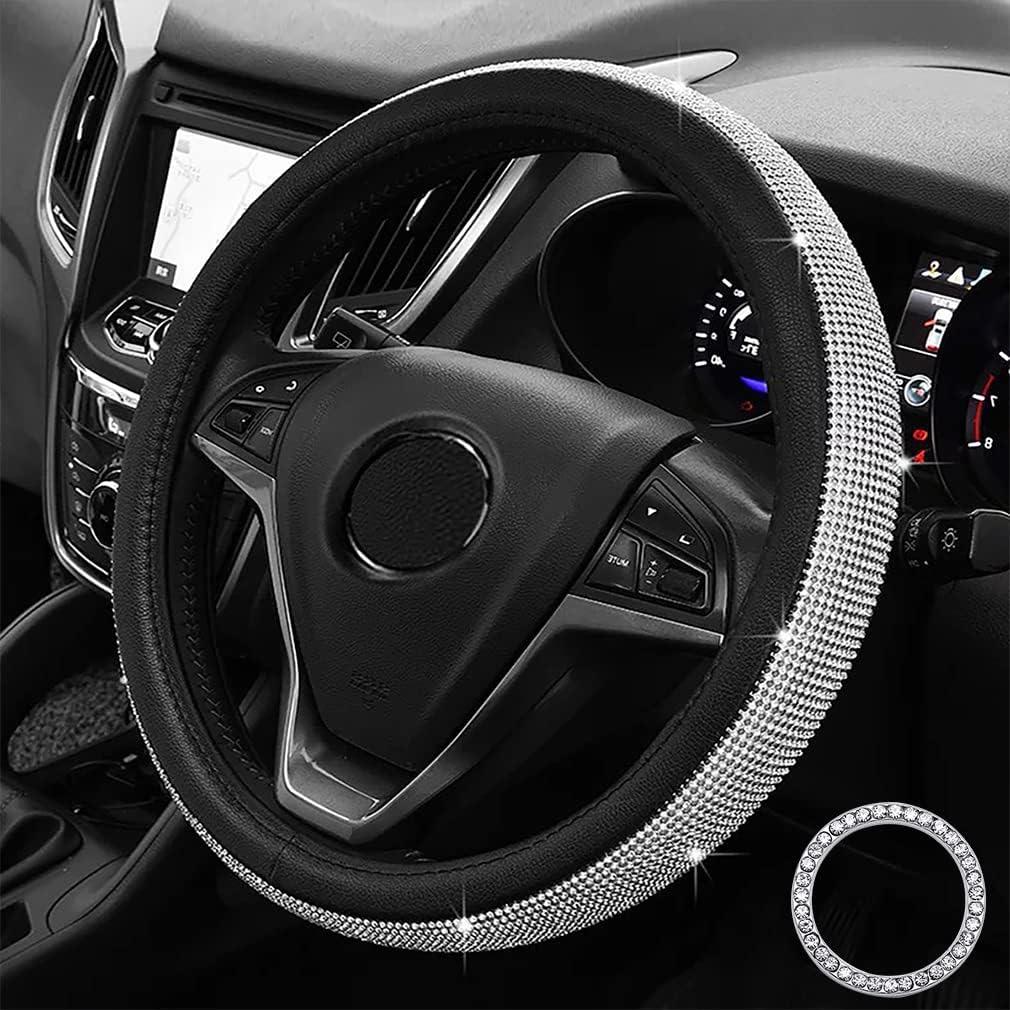 TOYOUN Bling Steering Wheel Cover for Women, PU Leather Car Steering ...