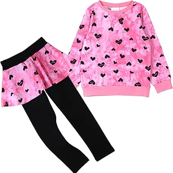 Amazon.com: HH Family Girls Valentine’s Day Outfit Heart Love Print ...