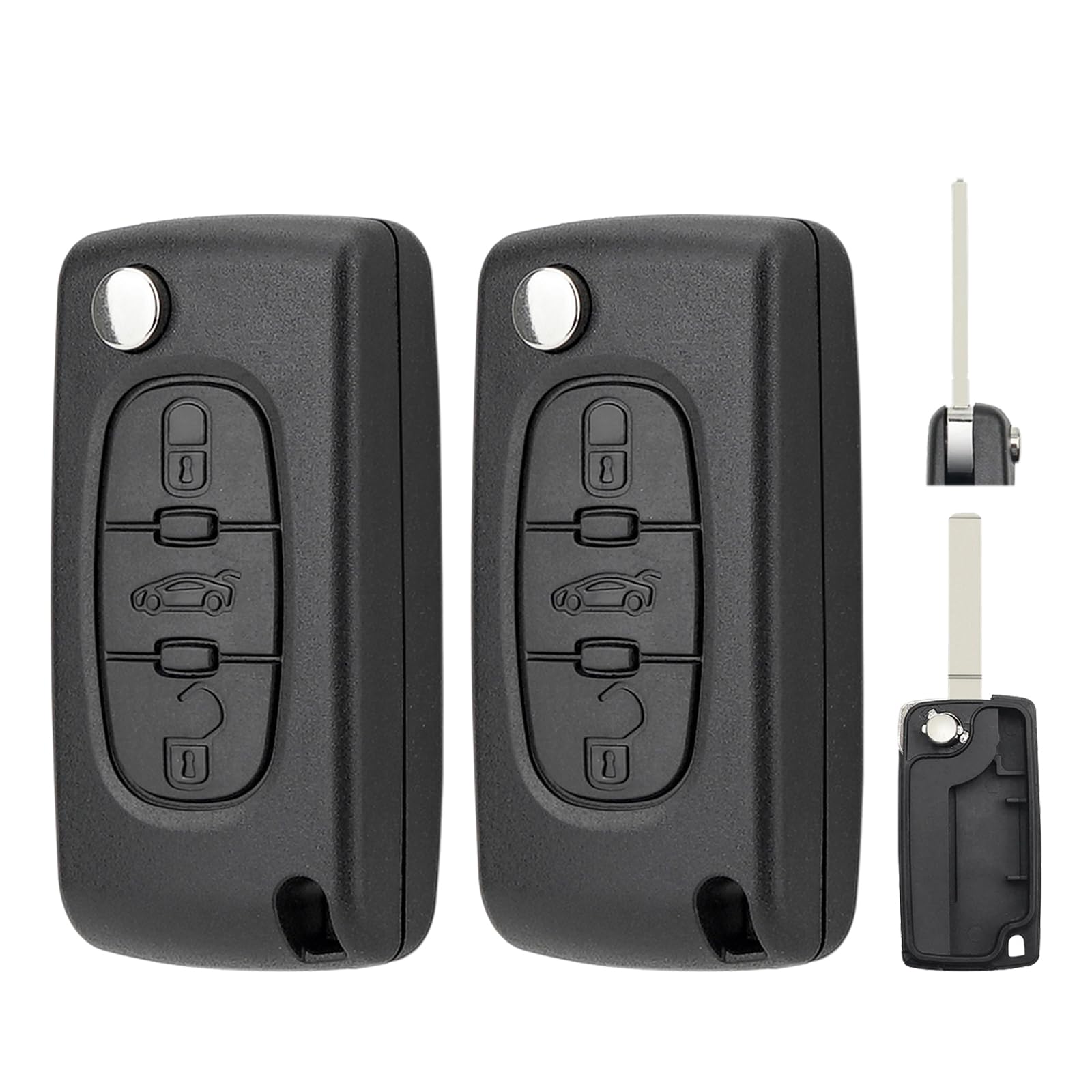2PCS 3 Buttons Car Key Fob Case For Peugeot 207 307 308 407 607 807 ...