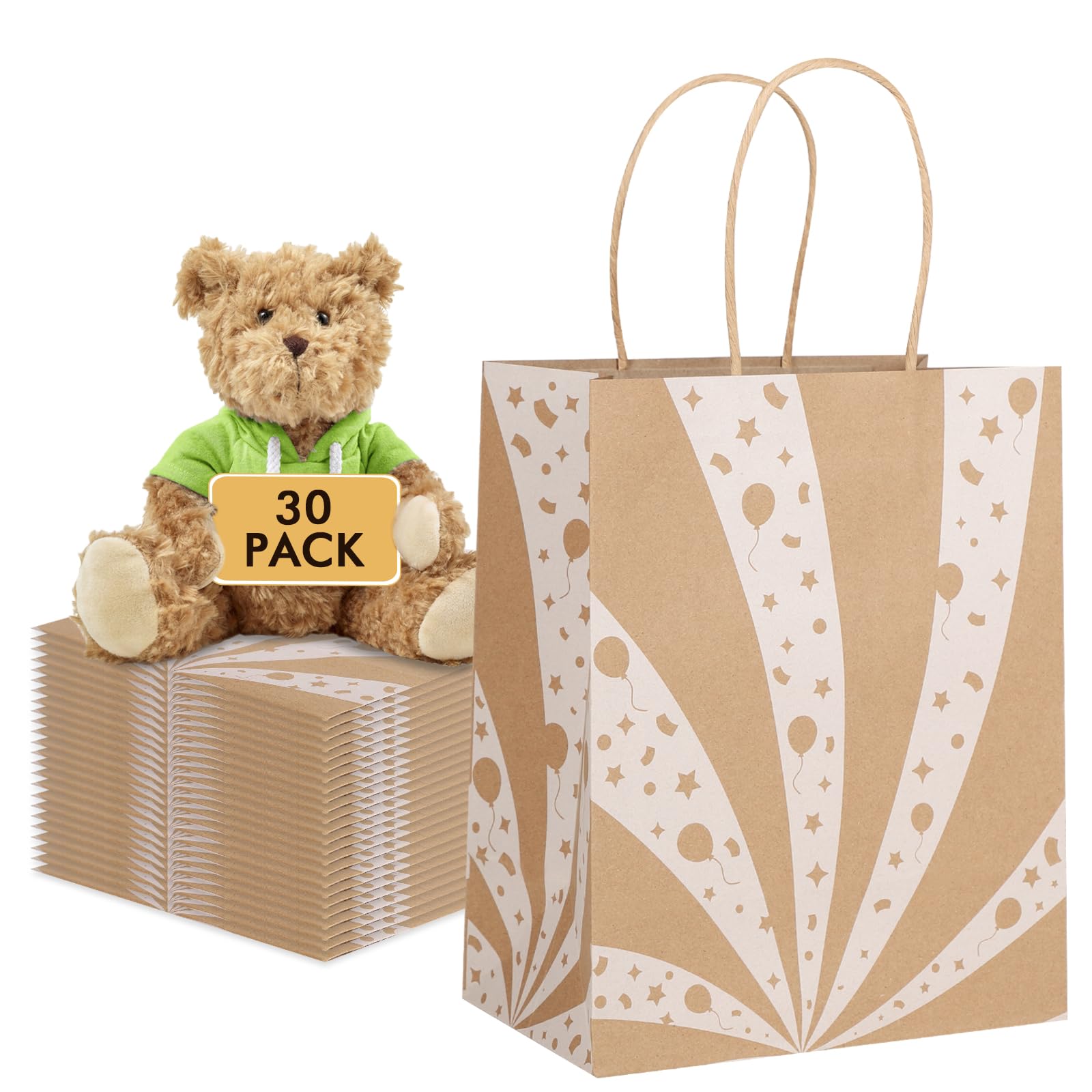 Kraft Paper Bags 30Pcs 8x4.75x10 Inches Small Paper Gift Bags with ...