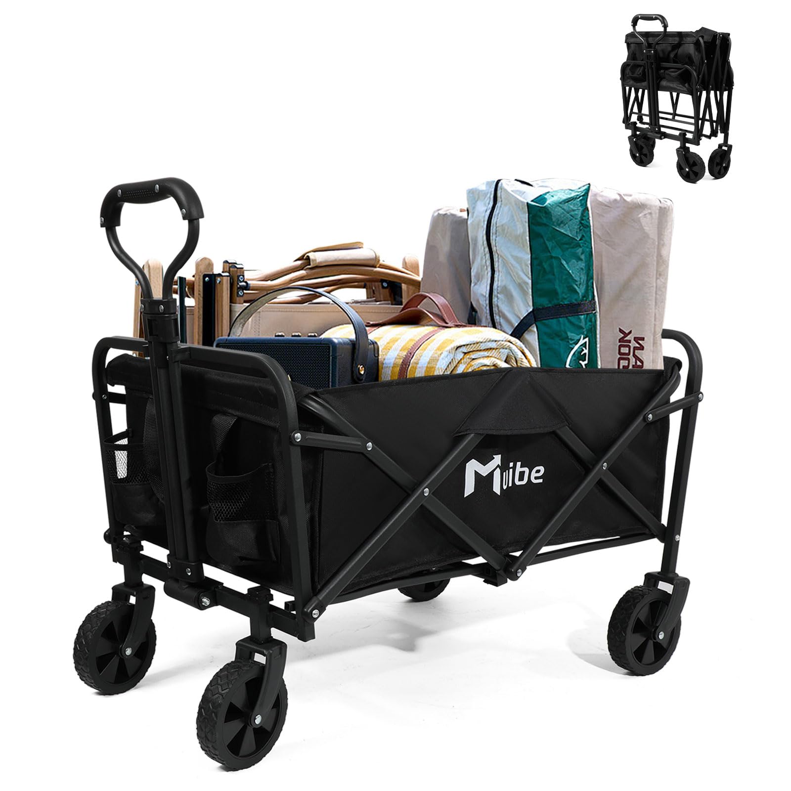 Wagons Carts Foldable, Camping Cart, 180 lbs Weight Capacity 80 Liters ...