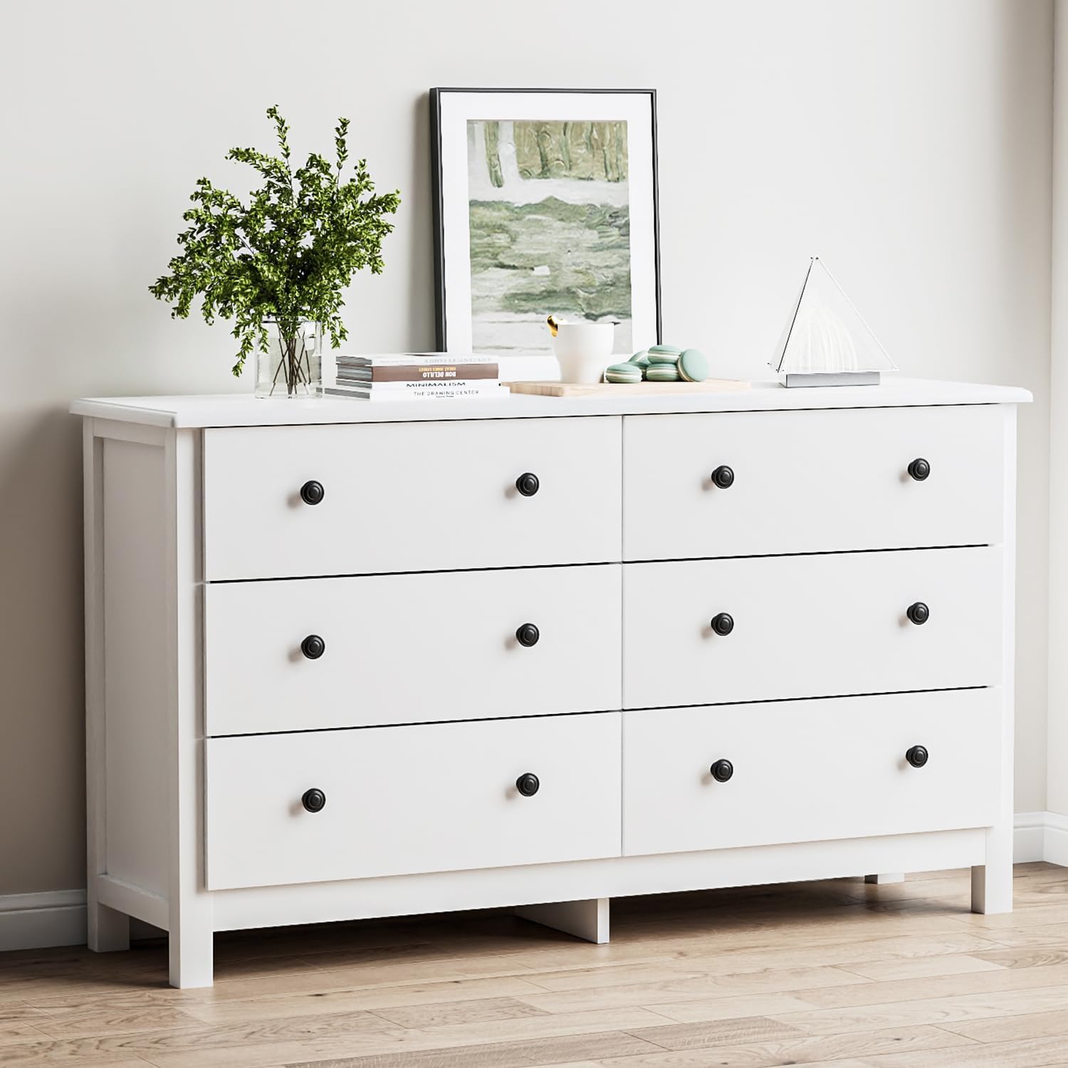 Amazon.com: HOUROM White Dresser, Modern 6 Drawer Double Dresser for ...