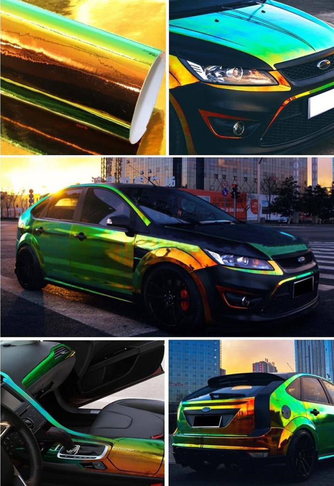 Snapklik.com : ASENDIWAY Holographic Rainbow Chrome Car Adhesive Vinyl ...