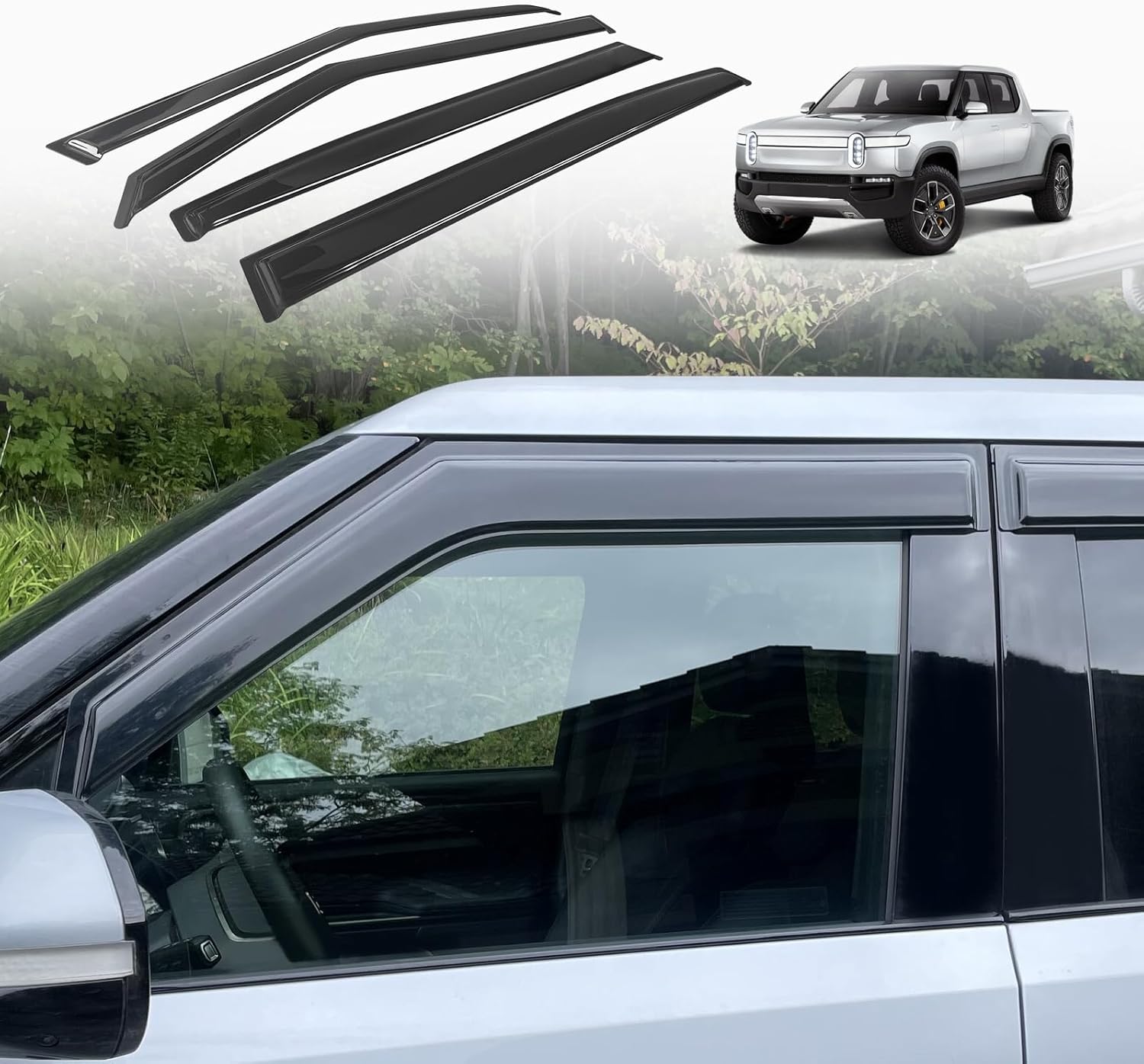 Amazon.com: BestEvMod Compatible with Rivian R1T Rain Guards Tape-On ...